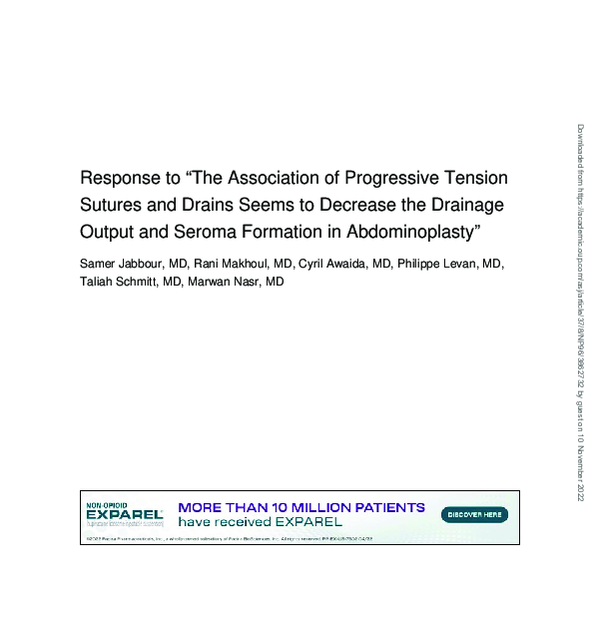 (PDF) Response to “The Association of Progressive Tension Sutures and ...