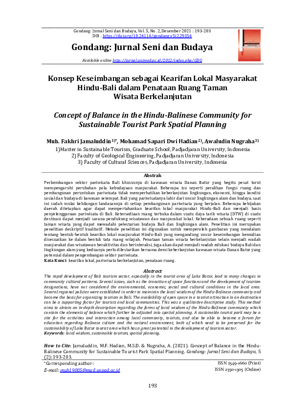 (PDF) Concept of Balance in the Hindu-Balinese Community for ...