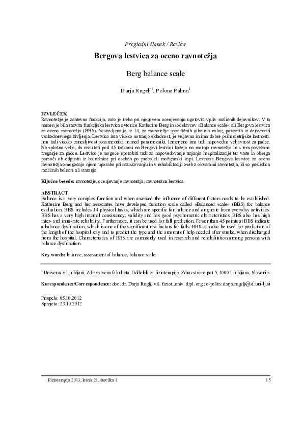 (PDF) Berg balance scale
