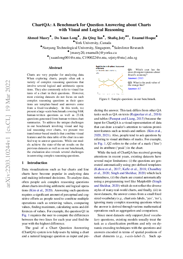 (PDF) ChartQA: A Benchmark for Question Answering about Charts with ...