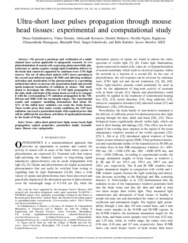 (PDF) Ultra-short laser pulses propagation through mouse head tissues ...