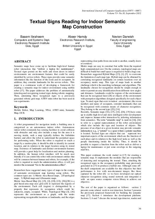 (PDF) Textual Signs Reading for Indoor Semantic Map Construction