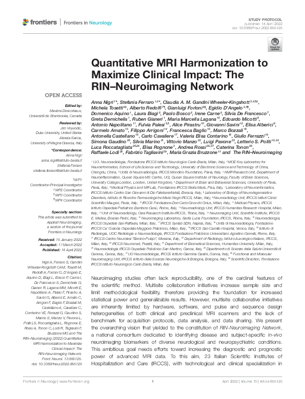 (PDF) Quantitative MRI Harmonization to Maximize Clinical Impact: The RIN–Neuroimaging Network