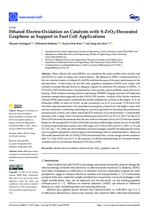 (PDF) Ethanol Electro-Oxidation on Catalysts with S-ZrO2-Decorated Graphene as Support in Fuel ...