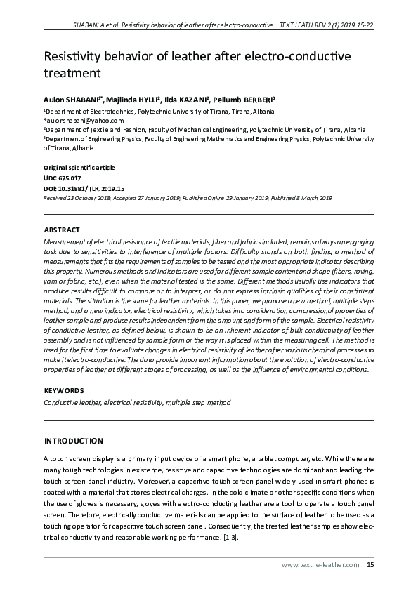 (PDF) Resistivity behavior of leather after electro-conductive ...