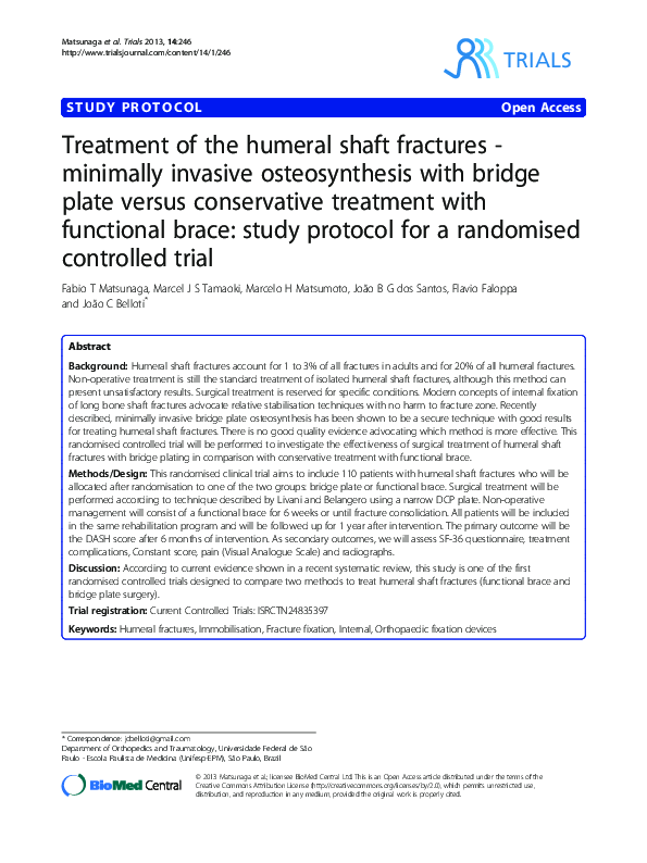 (PDF) Treatment of the humeral shaft fractures - minimally invasive ...