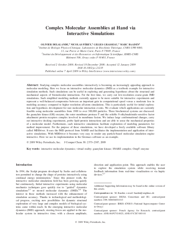 (PDF) Complex molecular assemblies at hand via interactive simulations