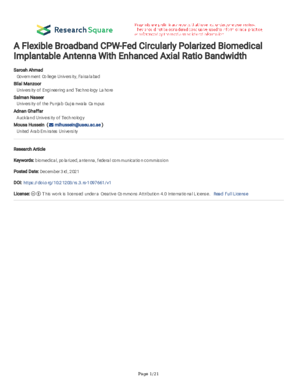 (PDF) A Flexible Broadband CPW-Fed Circularly Polarized Biomedical Implantable Antenna With ...