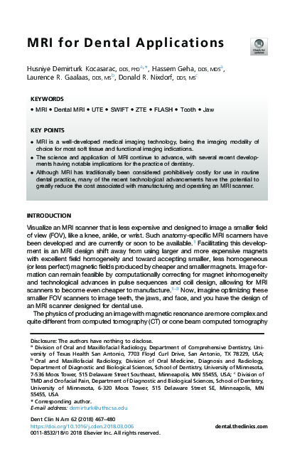 (PDF) MRI for Dental Applications
