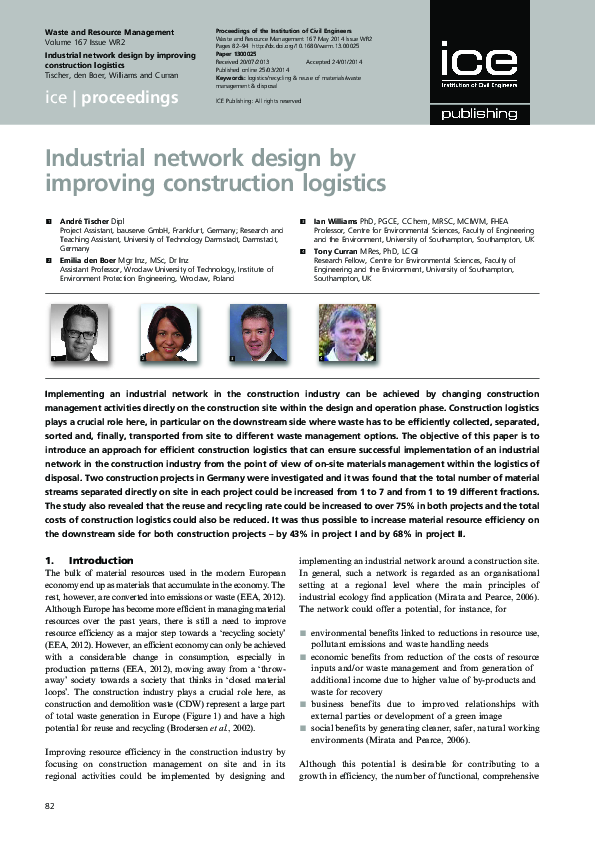 (PDF) Industrial network design by improving construction logistics