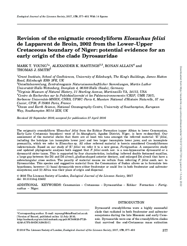 (PDF) Revision of the enigmatic crocodyliformElosuchus felixide ...