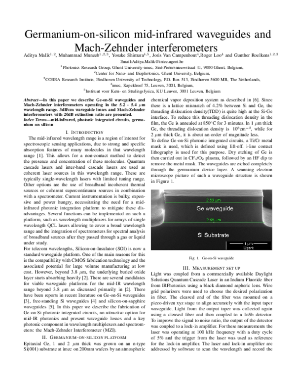(PDF) Germanium-on-silicon mid-infrared waveguides and Mach-Zehnder ...