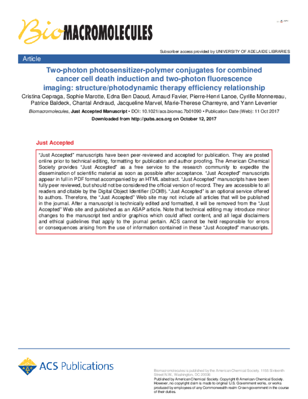 (PDF) Two-Photon Photosensitizer–Polymer Conjugates for Combined Cancer ...