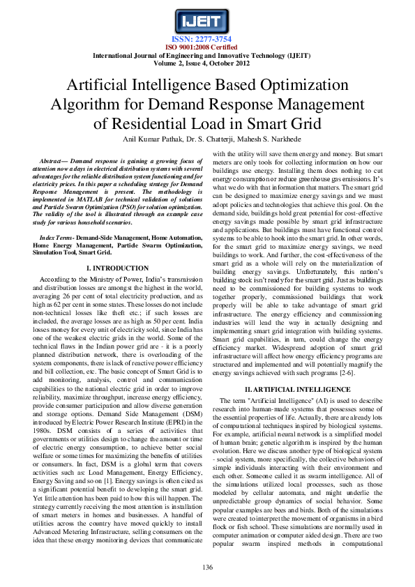 Pdf Artificial Intelligence Based Optimization Algorithm For Demand