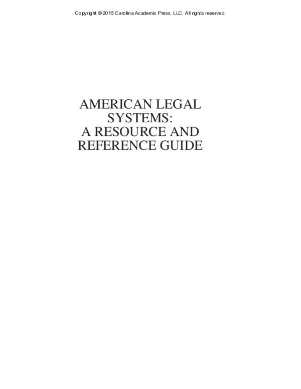 (PDF) American legal systems : a resource and reference guide