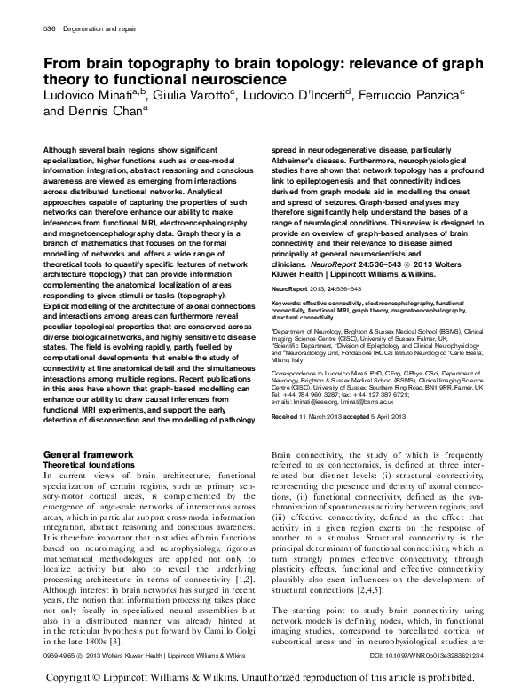 (PDF) From brain topography to brain topology