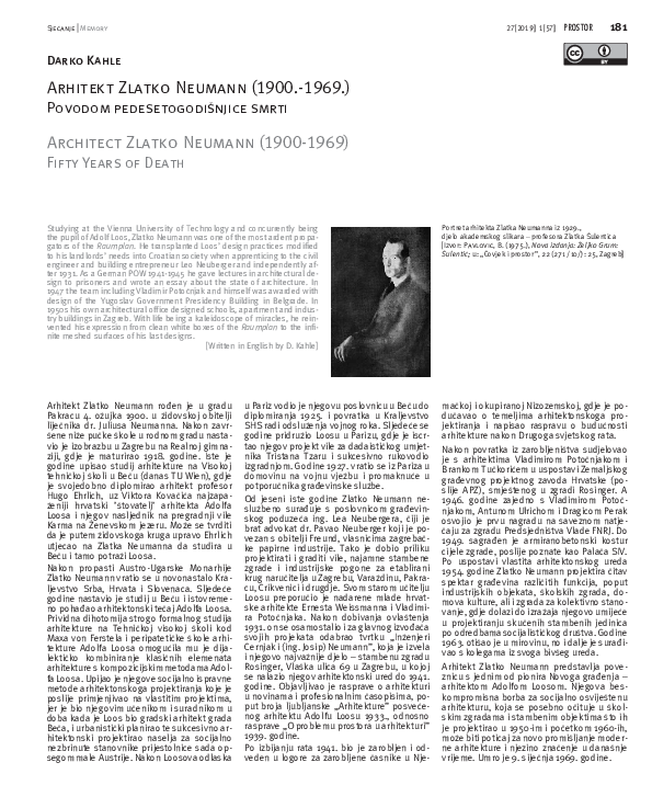 (PDF) Architect Zlatko Neumann (1900-1969); Fifty Years of Death