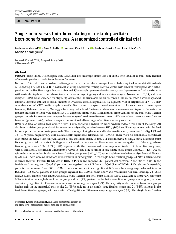 (PDF) Single-bone versus both-bone plating of unstable paediatric both ...