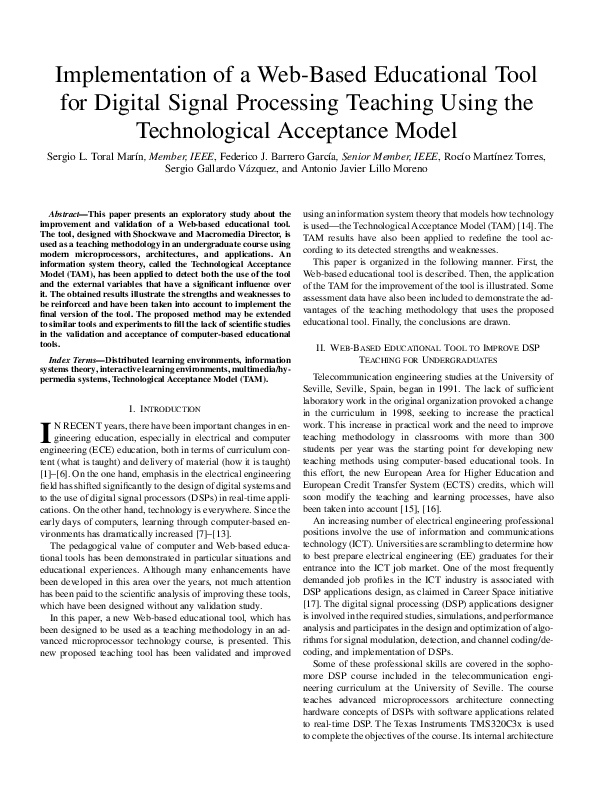 (PDF) Implementation of a Web-Based Educational Tool for Digital Signal Processing Teaching ...