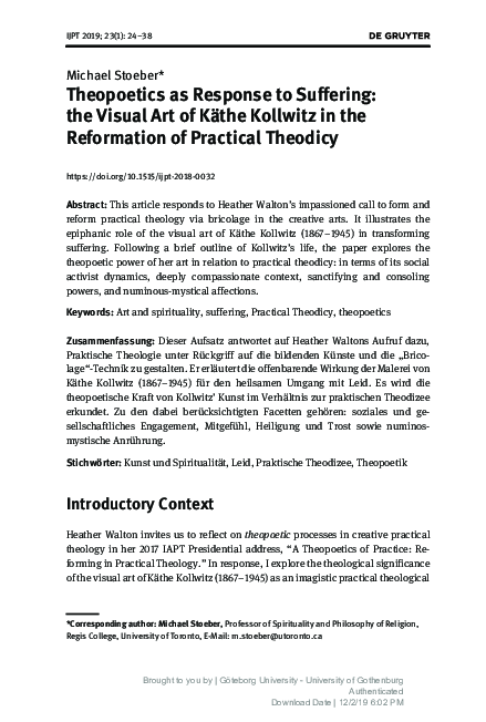 (PDF) Theopoetics as Response to Suffering: the Visual Art of Käthe ...
