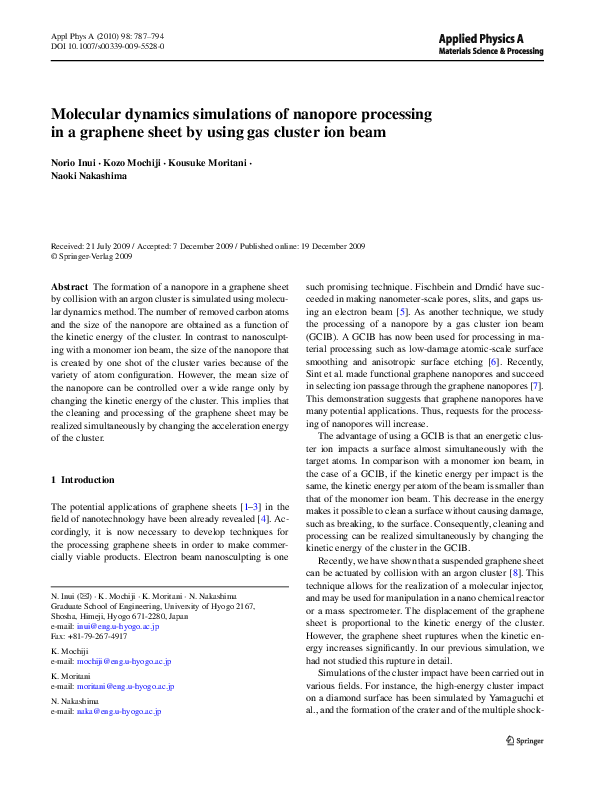 Pdf Molecular Dynamics Simulations Of Nanopore Processing In A