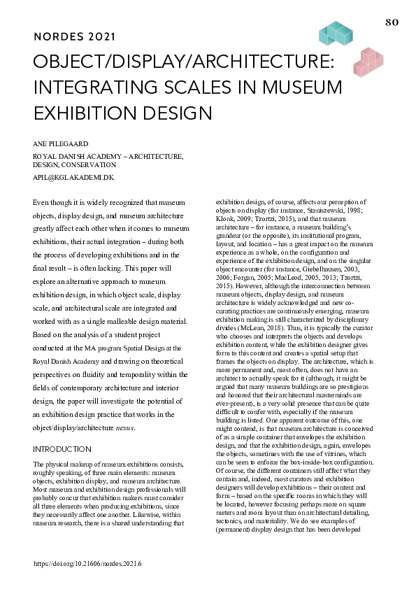 (PDF) Object/display/architecture: Integrating scales in museum ...