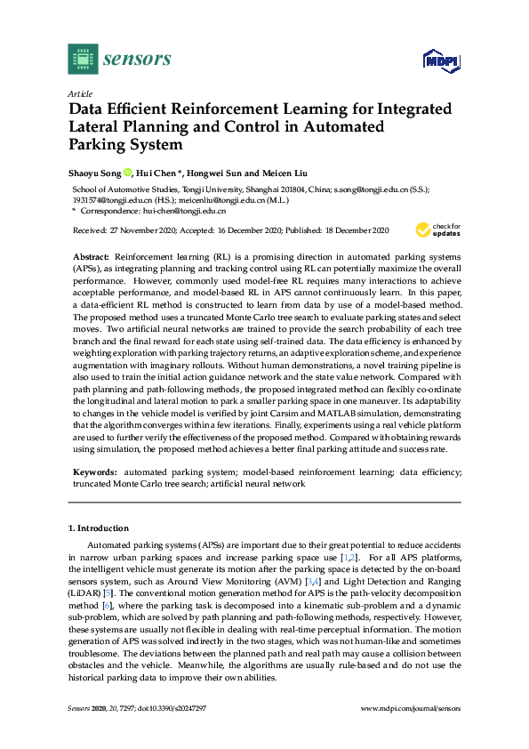 (PDF) Data Efficient Reinforcement Learning for Integrated Lateral Planning and Control in ...