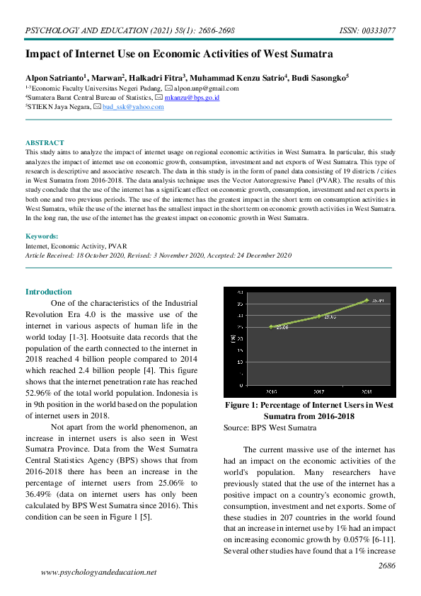 (PDF) Impact of Internet Use on Economic Activities of West Sumatra