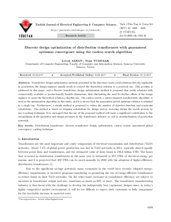 (PDF) Discrete design optimization of distribution transformers with guaranteed optimum ...