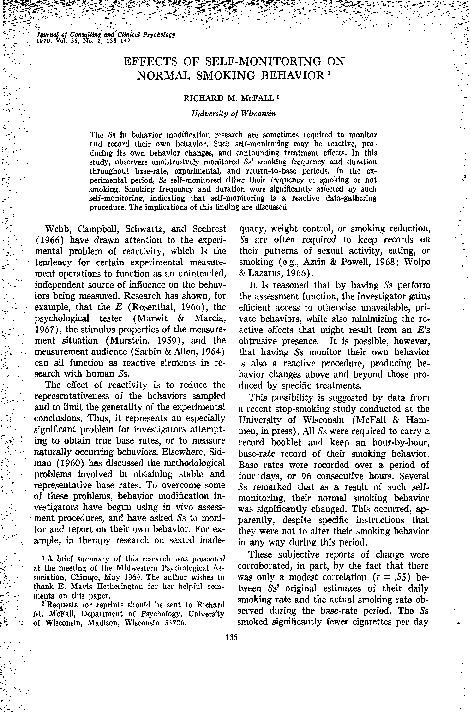 (PDF) Effects of self-monitoring on normal smoking behavior | Richard ...