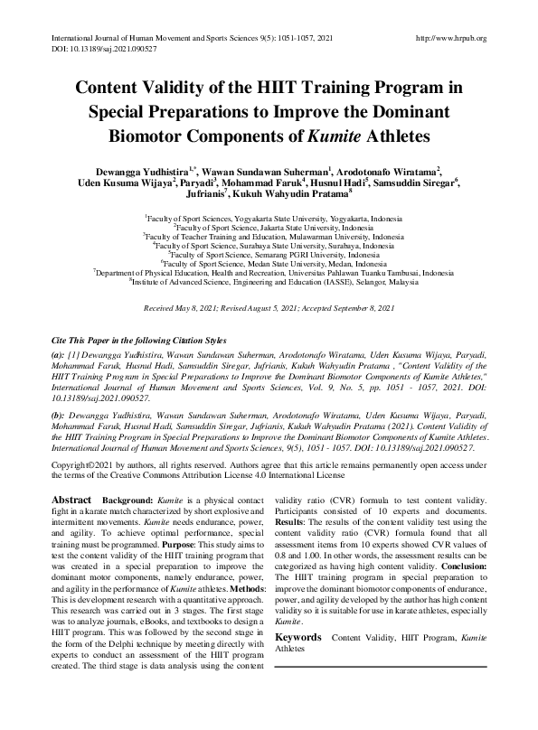 (PDF) Content Validity of the HIIT Training Program in Special ...