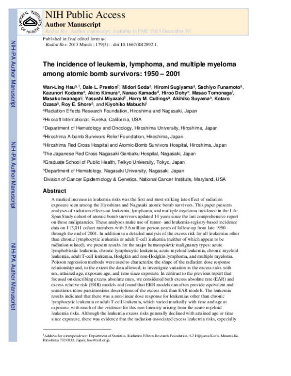 (PDF) The Incidence of Leukemia, Lymphoma and Multiple Myeloma among ...