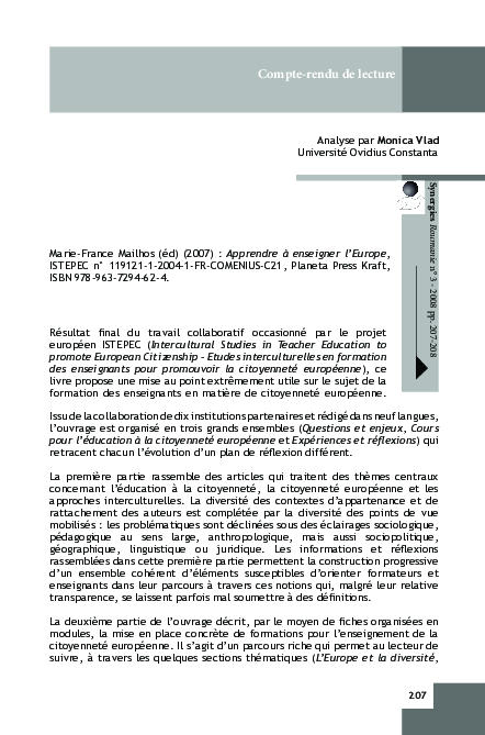 (PDF) Analyse par Compte-rendu de lecture | Monica VLAD - Academia.edu