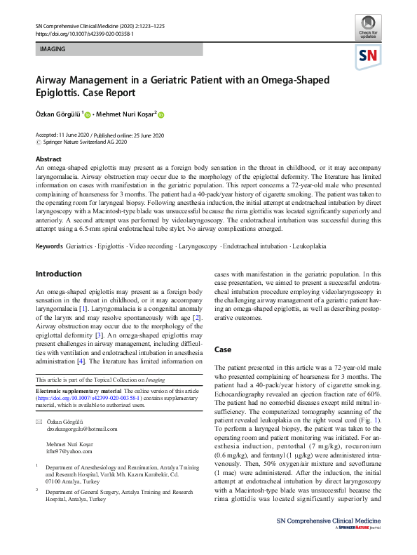 (PDF) Airway Management in a Geriatric Patient with an Omega-Shaped ...