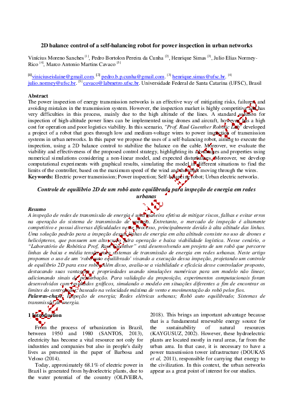 (PDF) 2D balance control of a self-balancing robot for power inspection ...