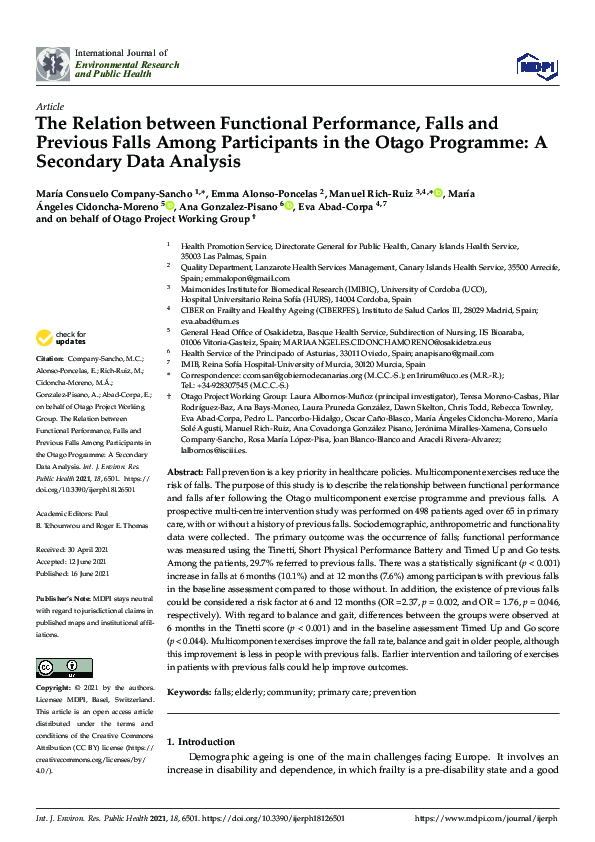 (PDF) The Relation between Functional Performance, Falls and Previous ...
