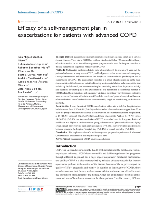 (PDF) Efficacy of a self-management plan in exacerbations for patients ...