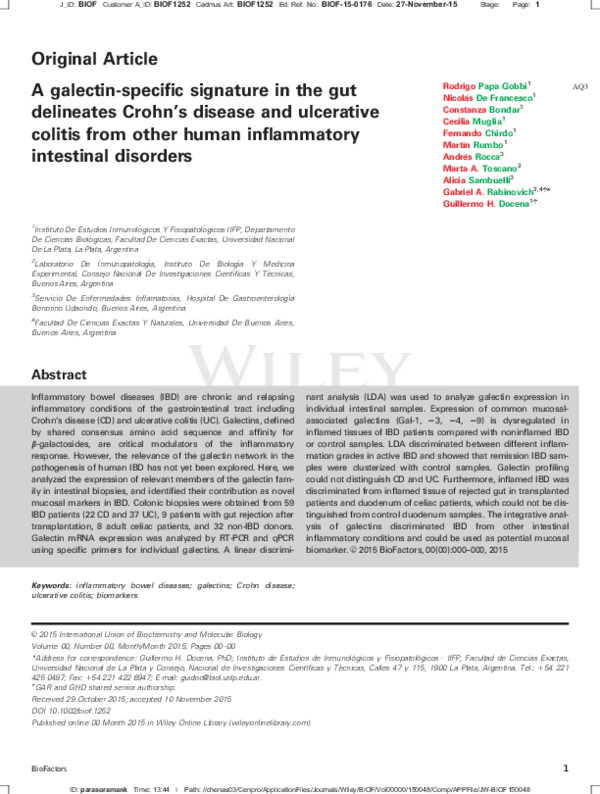 (PDF) A galectin-specific signature in the gut delineates Crohn's ...