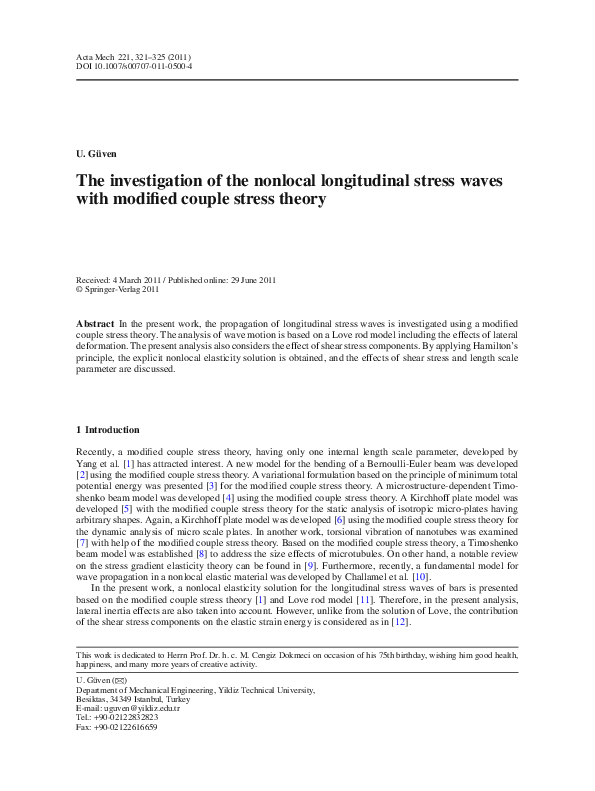 (PDF) The investigation of the nonlocal longitudinal stress waves with ...