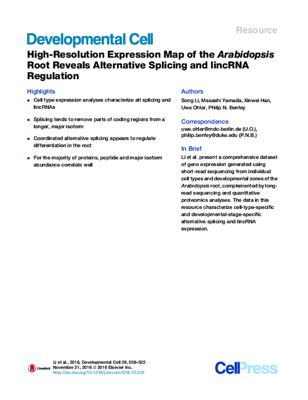 (PDF) High-Resolution Expression Map of the Arabidopsis Root Reveals ...