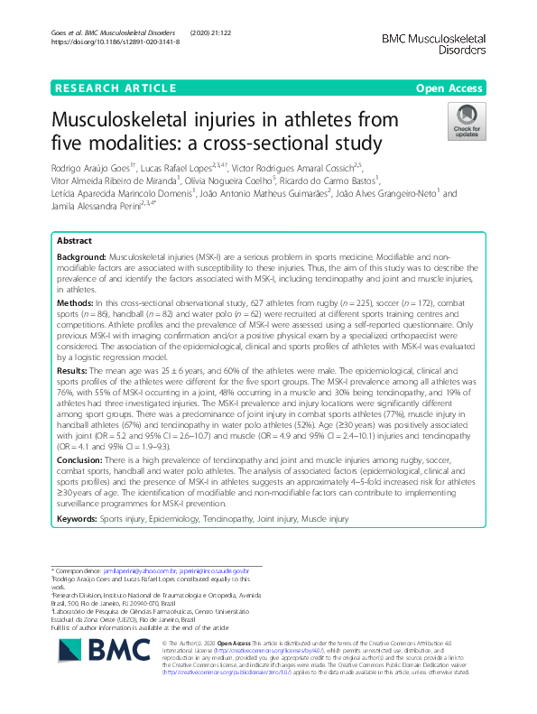 (PDF) Musculoskeletal injuries in athletes from five modalities: a ...