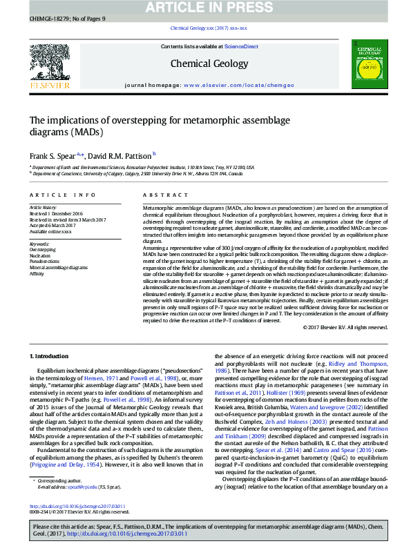 (PDF) The implications of overstepping for metamorphic assemblage ...