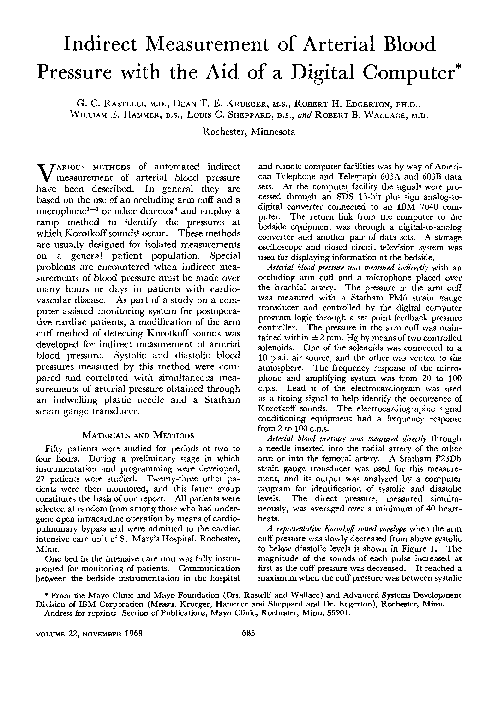 (PDF) Indirect measurement of arterial blood pressure with the aid of a ...