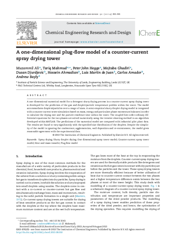 (PDF) A one-dimensional plug-flow model of a counter-current spray ...