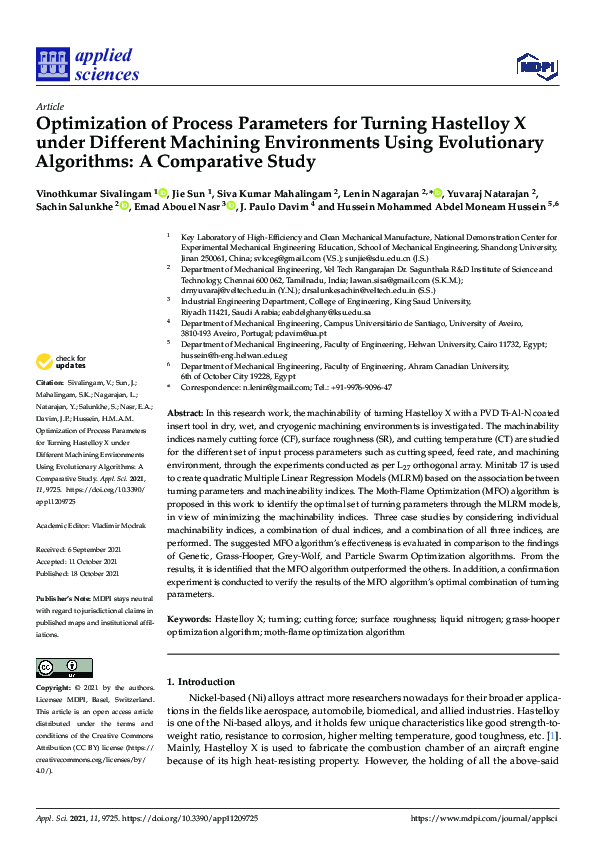 Optimization of Process Parameters for Turning Hastelloy X under Different Machining ...