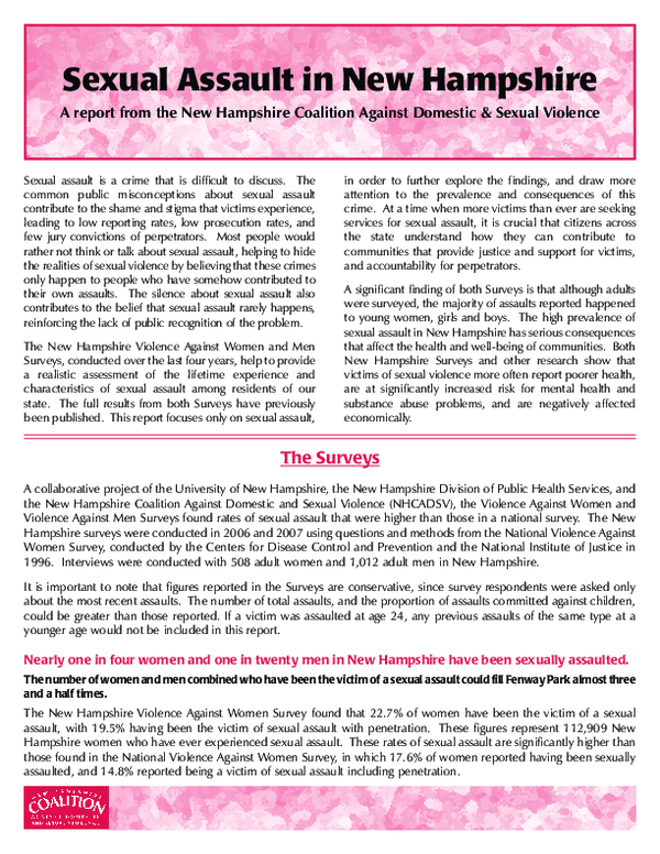 (PDF) Sexual Assault in New Hampshire: A Report from the New Hampshire ... (PDF) Sexual Assault in New Hampshire: A Report from the New Hampshire ...