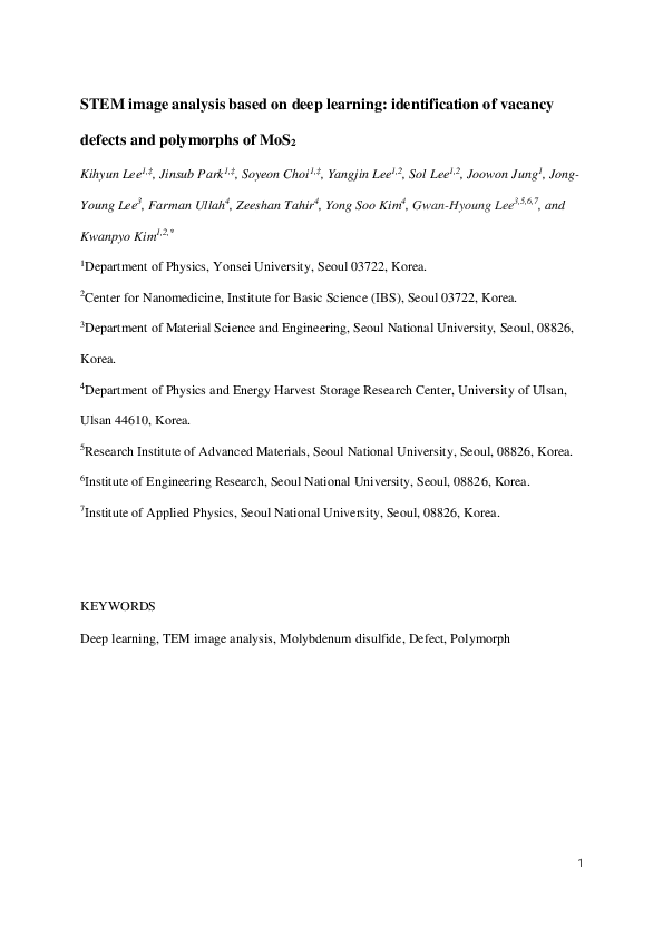 Pdf Stem Image Analysis Based On Deep Learning Identification Of Vacancy Defects And