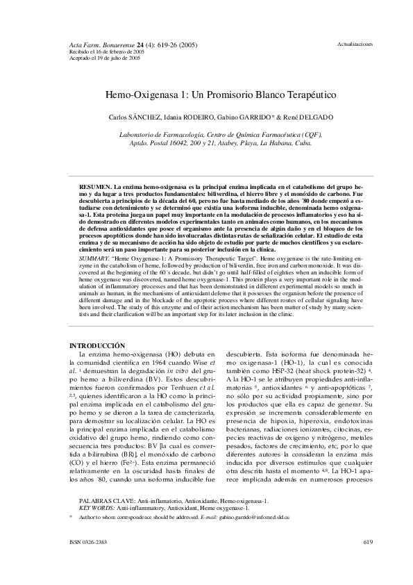 (PDF) Hemo-Oxigenasa 1: Un Promisorio Blanco Terapéutico