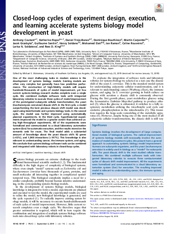 (PDF) Closed-loop cycles of experiment design, execution, and learning accelerate systems ...