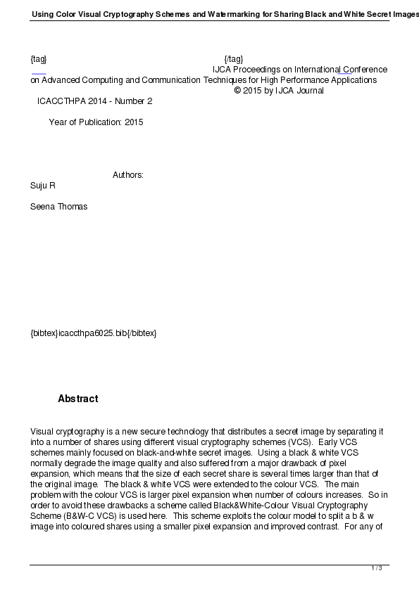 Pdf Using Color Visual Cryptography Schemes And Watermarking For Sharing Black And White 7417
